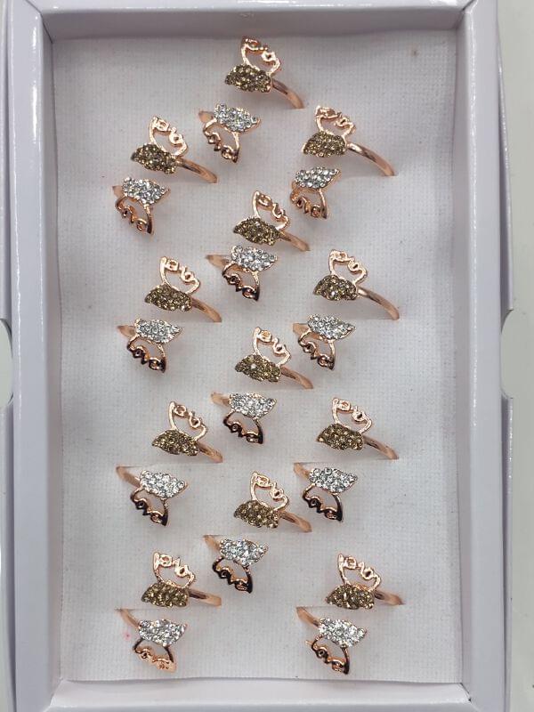 12 PCS ANGOOTHI FINGER RING WITH STONE | Star Bangles