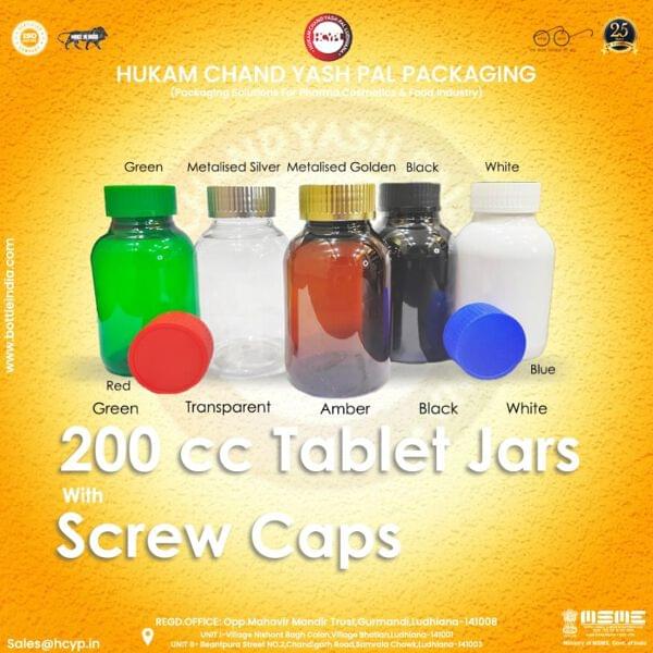 200 cc round tablet with screw caps copy | HUKAM CHAND YASH PAL