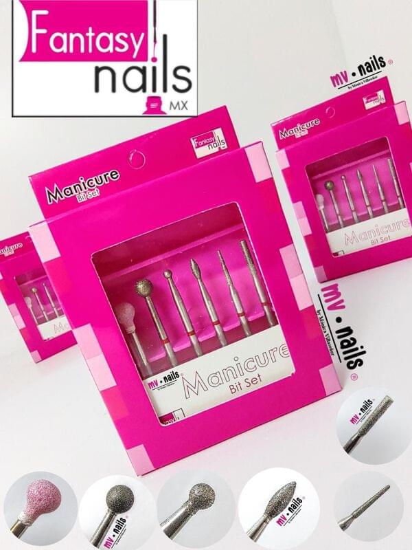 MANICURE BIT SET FANTASY (PREMIUM) C/6 PZS. | MV NAILS DISTRIBUIDORA