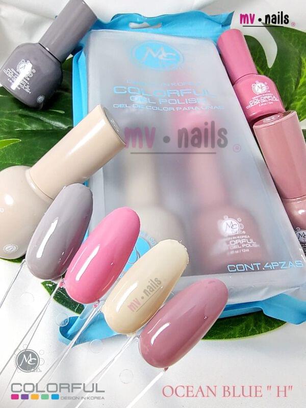 COLECCION GEL COLORFUL BY MC C/4 PZS. "H" (OCEAN BLUE) | MV NAILS ...