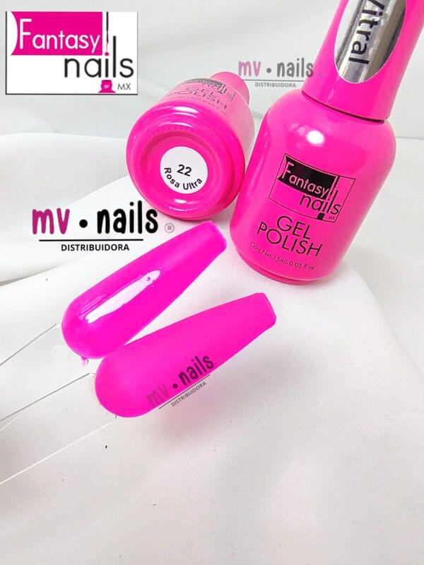 GEL FANTASY POLISH #022 ROSA ULTRA (Vitral) 15 ML. | MV NAILS DISTRIBUIDORA