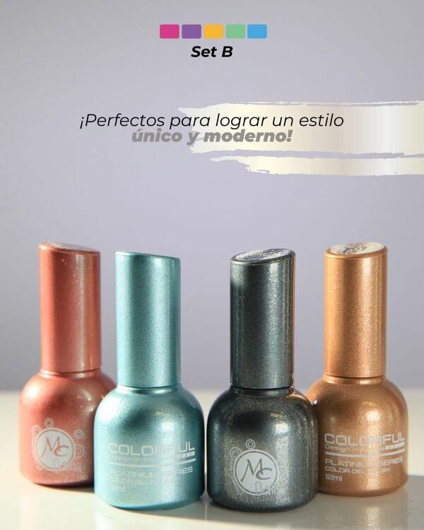 COLECCION GEL COLORFUL BY MC C/4 PZS. (PLATINUM) SERIE "B" | MV NAILS ...