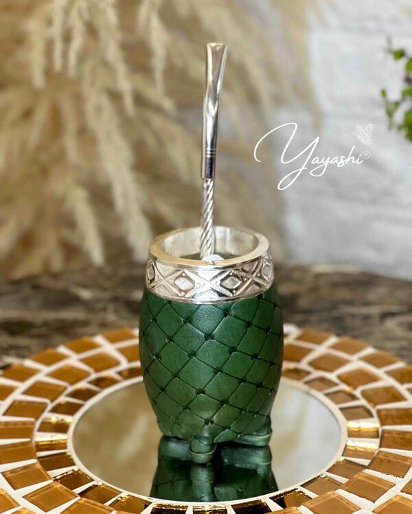 Guampa en Cuero con Boca de Plata | Yayashi Termos ®️