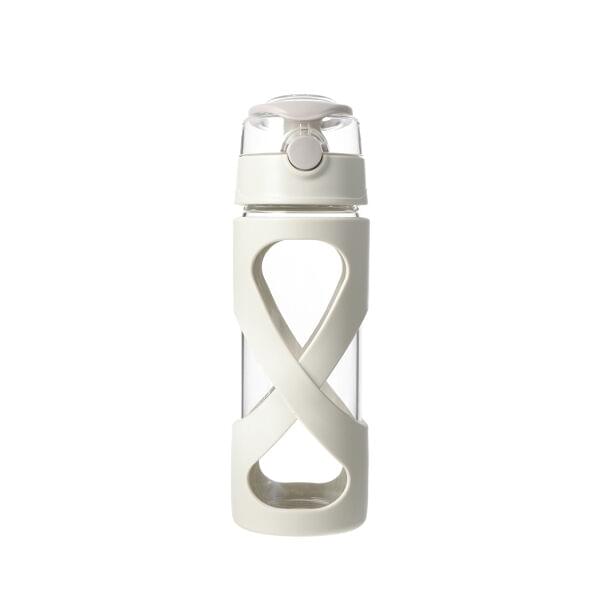 Hourglass Design High Borosilicate Glass Water Bottle (500mL)(White ...