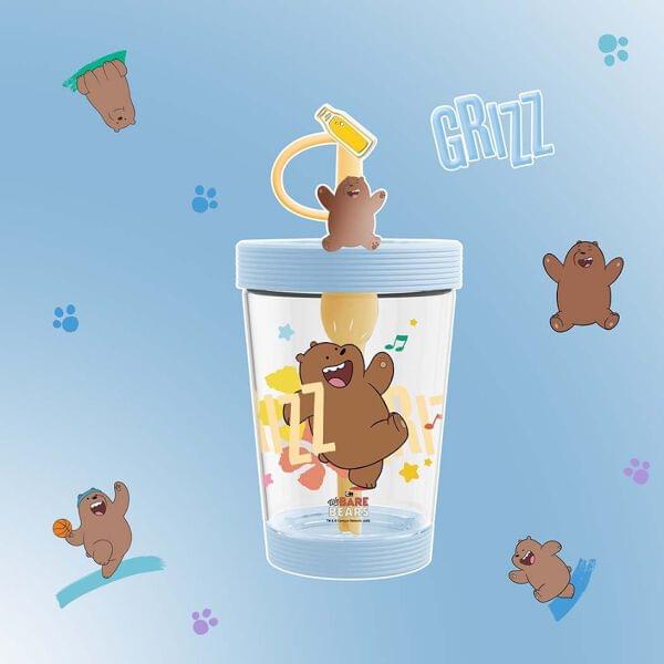 We Bare Bears Seaside Music Festival Bottle with Shoulder Strap (535mL ...