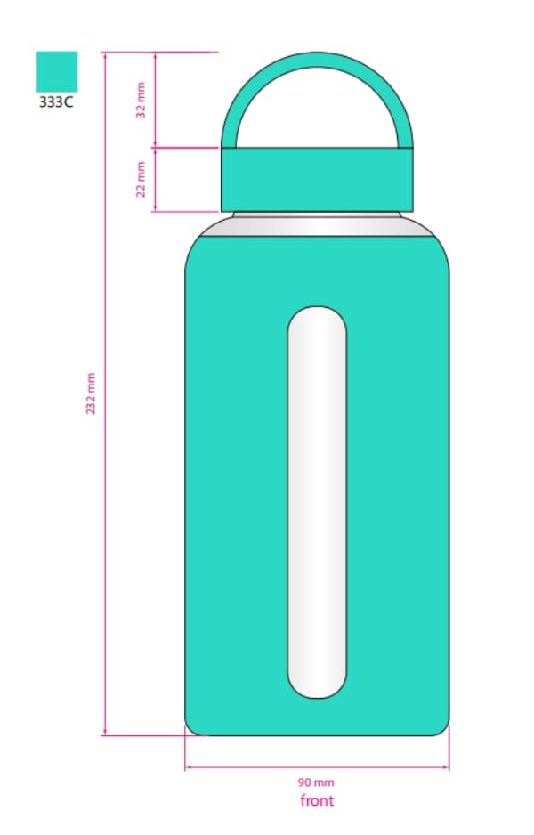 Solid Color Series 2.0 Borosilicate Glass Bottle with Handle & Silicone ...