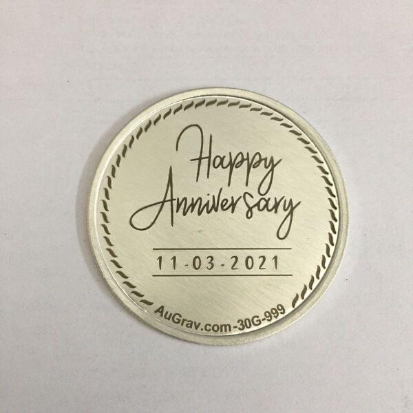 Happy Anniversary Silver Coin | AuGrav Jewels