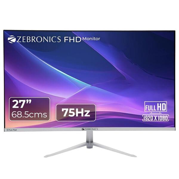 ZEBRONICS A27FHD LED Monitor, 27 inch (68.58cm), 250 nits, 75hz, Slim ...