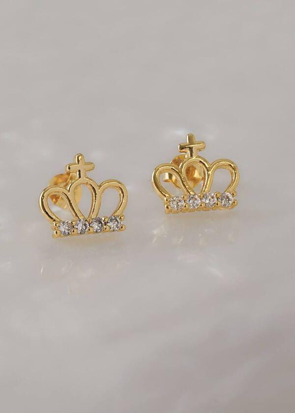 arete corona queen | Oro laminado 18k