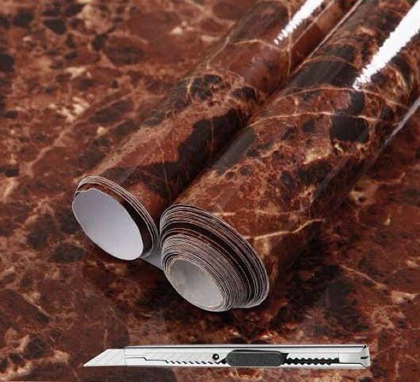 Brown Oil-proof Marble Stickers PVC Waterproof Self-adhesive Roll | For ...