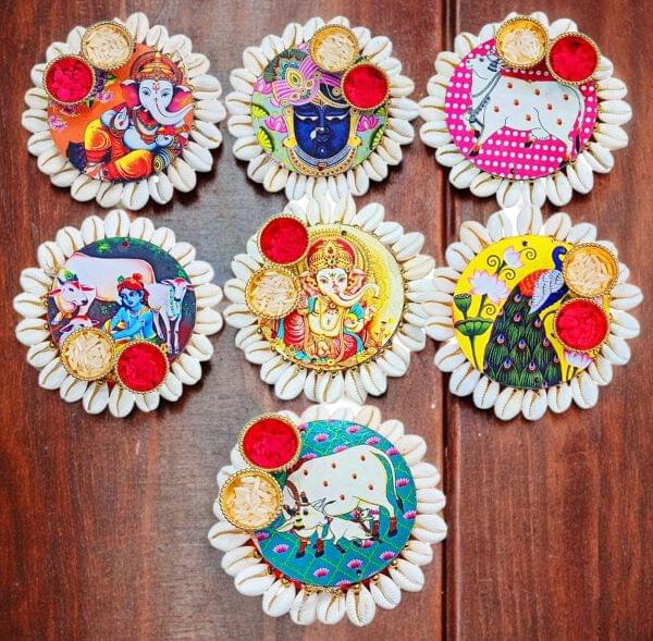 Subh Kodi Mix Design Roli Chawal Plate (Size: 4 Inch) | TwiiMart.in