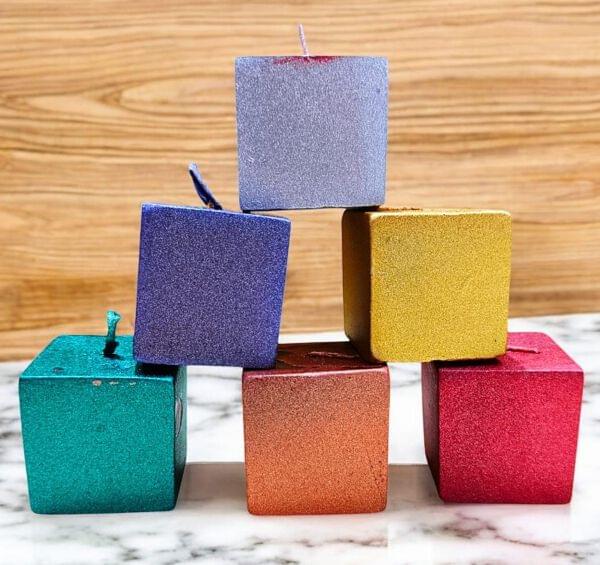 Cube Candles Mix Colour Pack of 6 Piece | TwiiMart.in