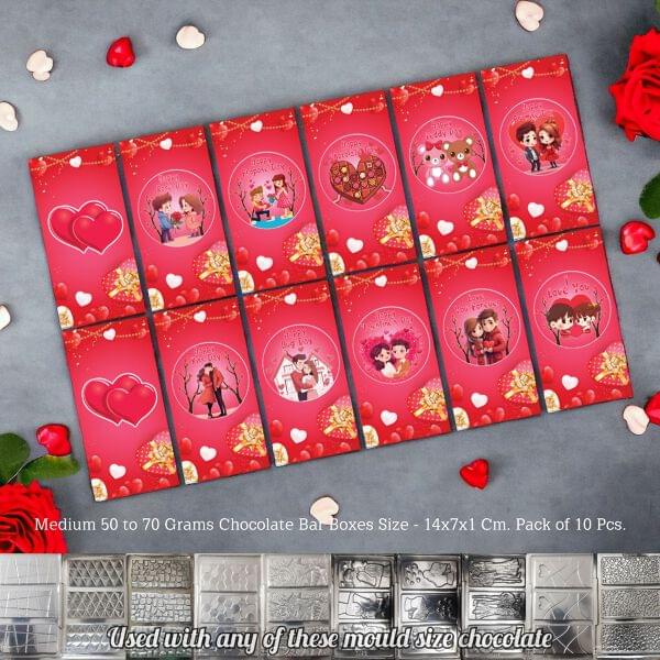 Valentine's Days Bar Box 10 Pcs (For 50 to 70 Grams Chocolate Bar ...