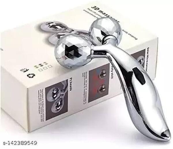 3D Manual Massager Roller 360 Rotate Silver for Thin Face Full Body Shape Wrinkle Removal Double Chin Slim Massager MATAJI MOBILE ACCESSORIES