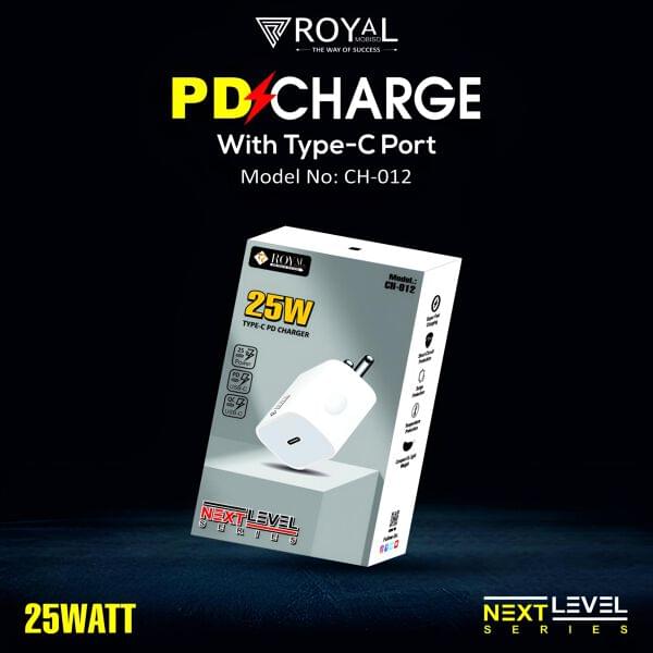 ROYAL CH-012 THE 25 WATT PD CHARGER WITH TYPE C TO IPHONE CABLE | www.thecollectionkb.com
