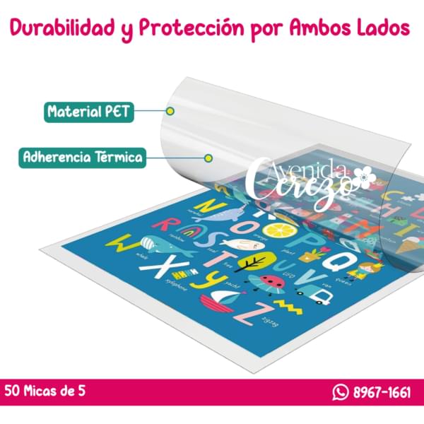 50 Micas de 5 tamaño carta | Avenida Cerezo