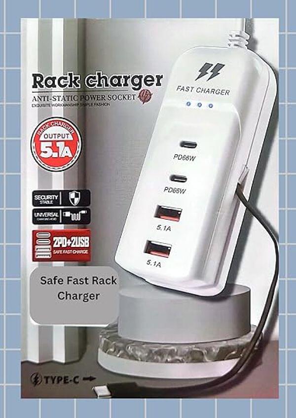 RACK CHARGER 66W CON 4 PUERTOS | V&S Por mayor