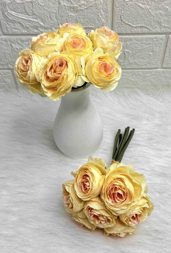 Cream Mini Rose Flower Bouquet(Without Pot) | Garg Novelties