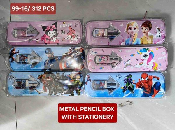 metal Pencil Box with stationery 99-16 | Veer Harman Ventures Pvt Ltd